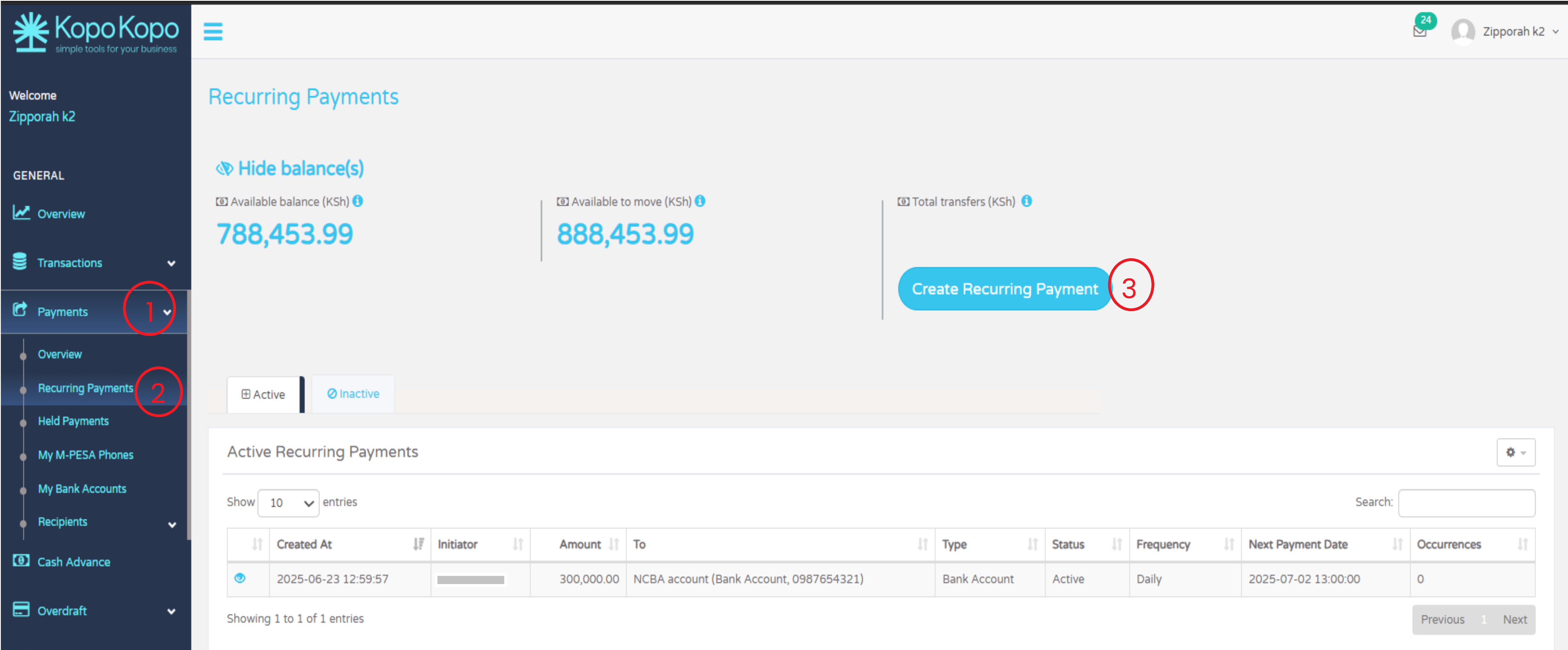 Create a recurring payment - Web guide – Kopo Kopo Support